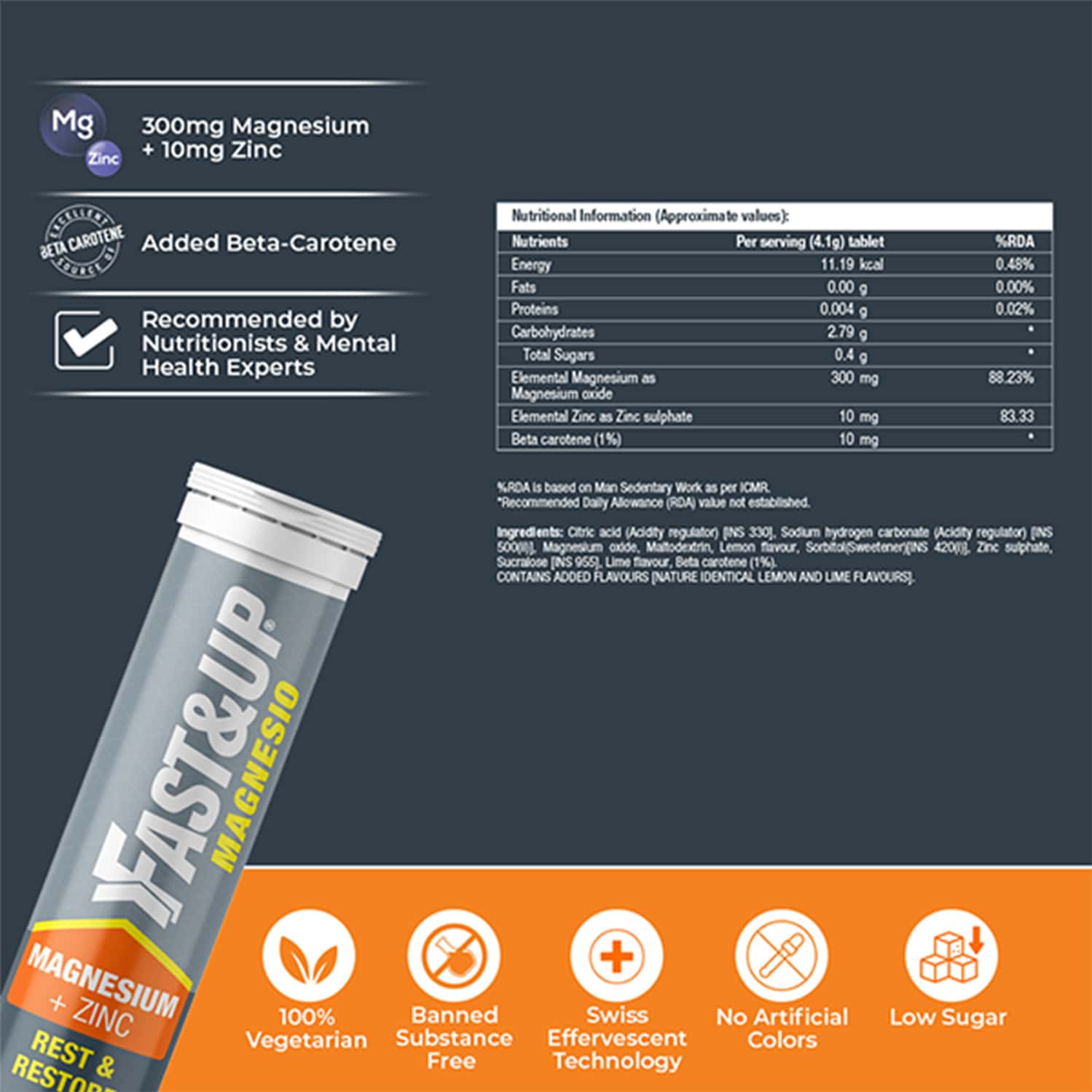 Buy FAST&UP MAGNESIUM SUPPLEMENT+ZINC ANTI STRESS MUSCLE RECOVERY ...