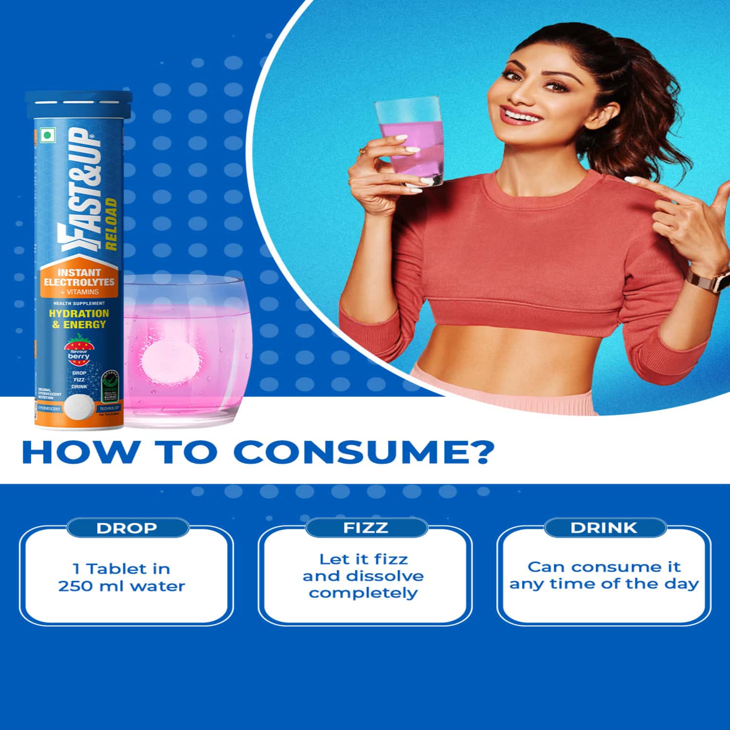 Buy FAST & UP RELOAD BERRY EFFERVESCENT TABLETS STRIP OF 80 Online ...