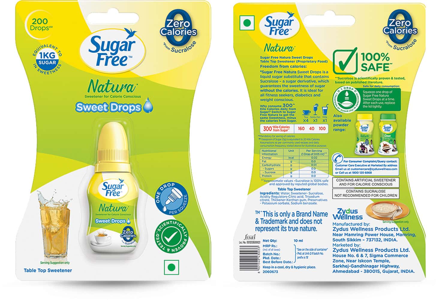 Buy SUGAR FREE NATURA ZERO CALORIE SUGAR SUBSTITUTE SWEET DROPS - 10ML ...