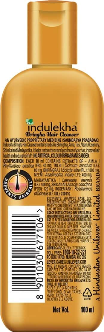 Buy INDULEKHA BRINGHA HAIR CLEANSER SHAMPOO BOTTLE OF 100 ML Online ...