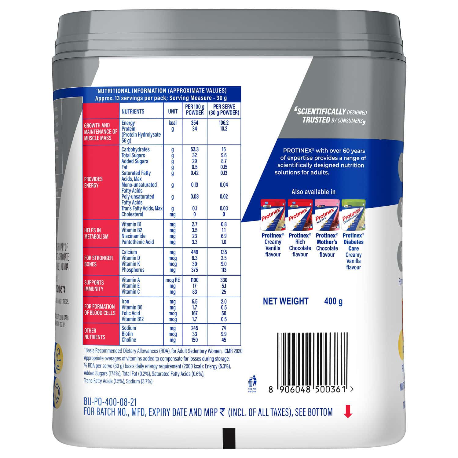 Buy PROTINEX ORIGINAL ADULT HEALTH & NUTRITIONAL DRINK MIX FOR RECOVERY ...