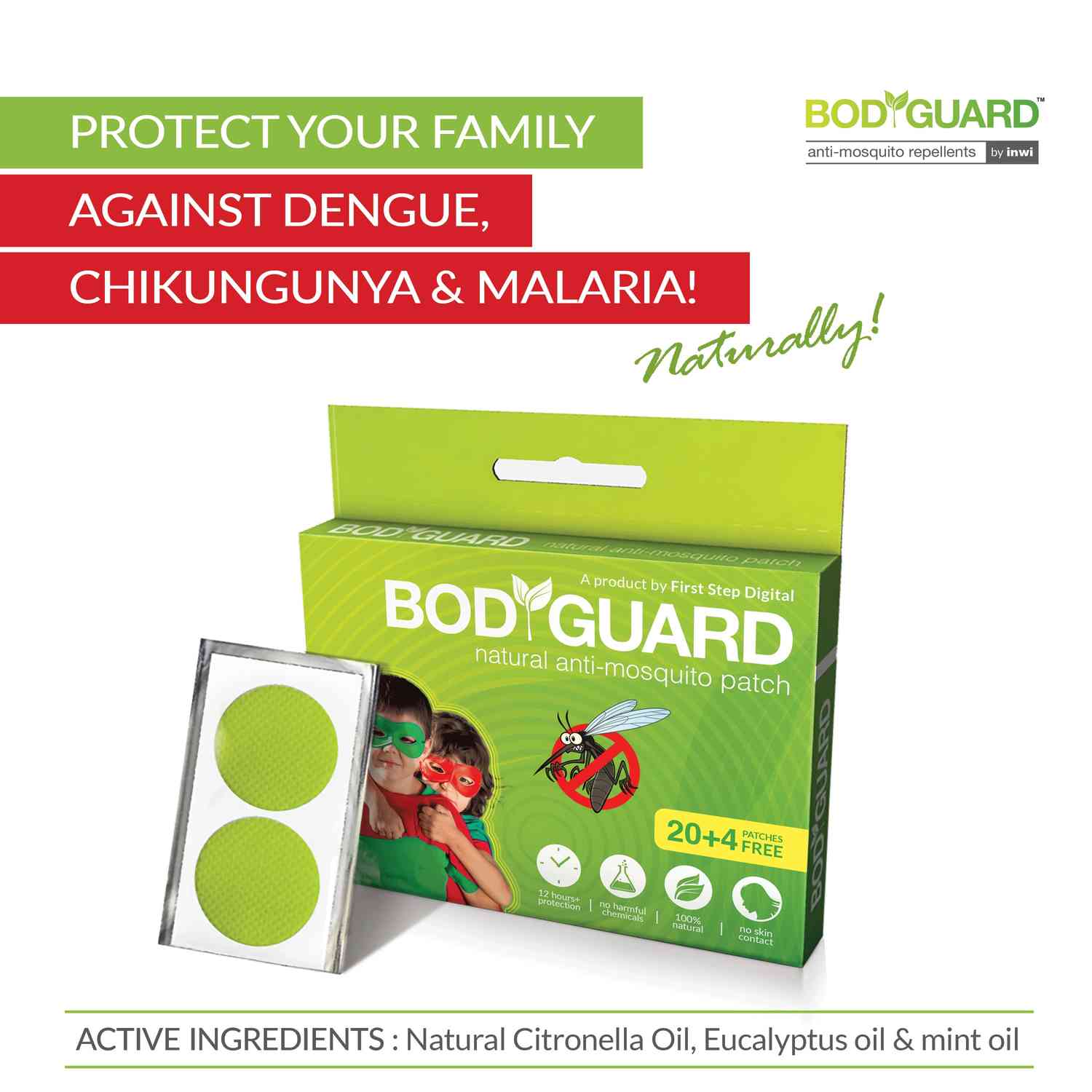 Buy Bodyguard Premium Natural Anti Mosquito Patch Packet Of 20 + 4 ...