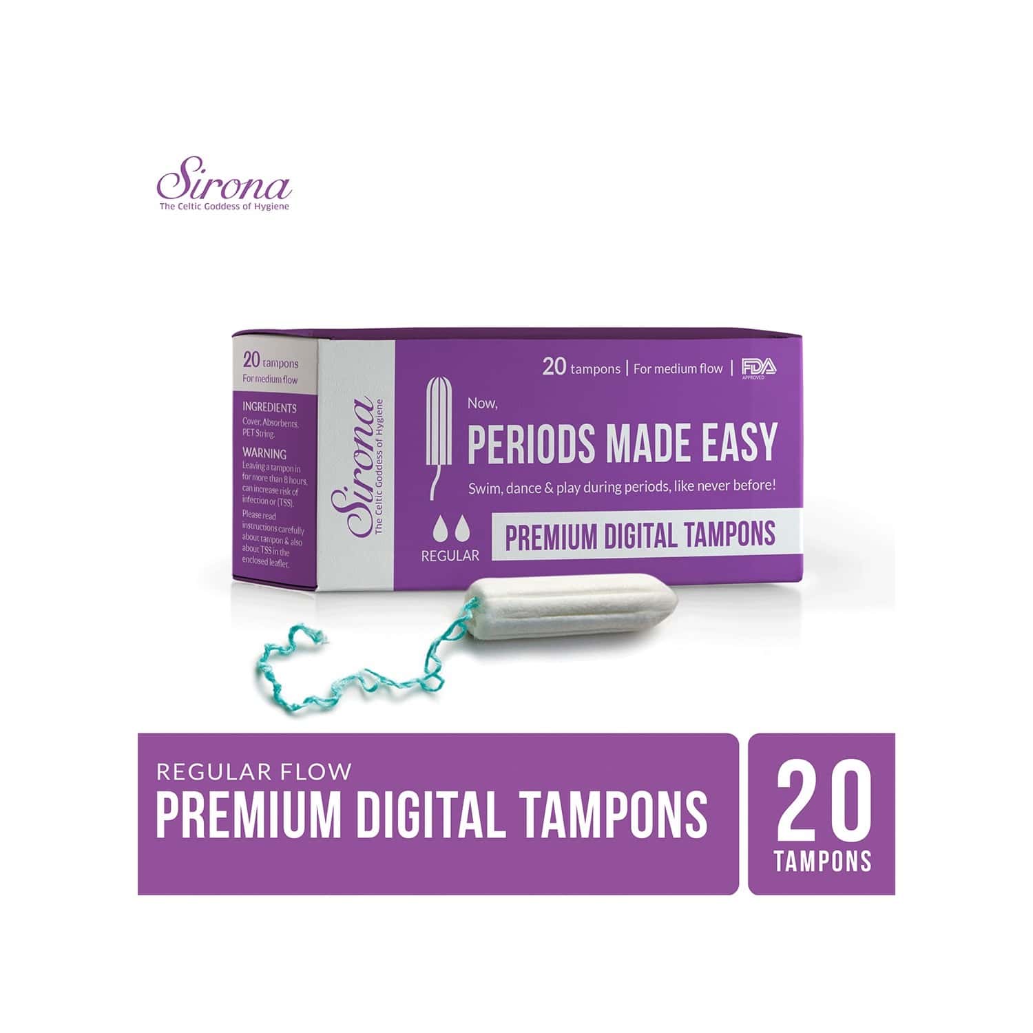 Buy SIRONA FDA APPROVED PREMIUM DIGITAL TAMPON (REGULAR FLOW) - 20 ...