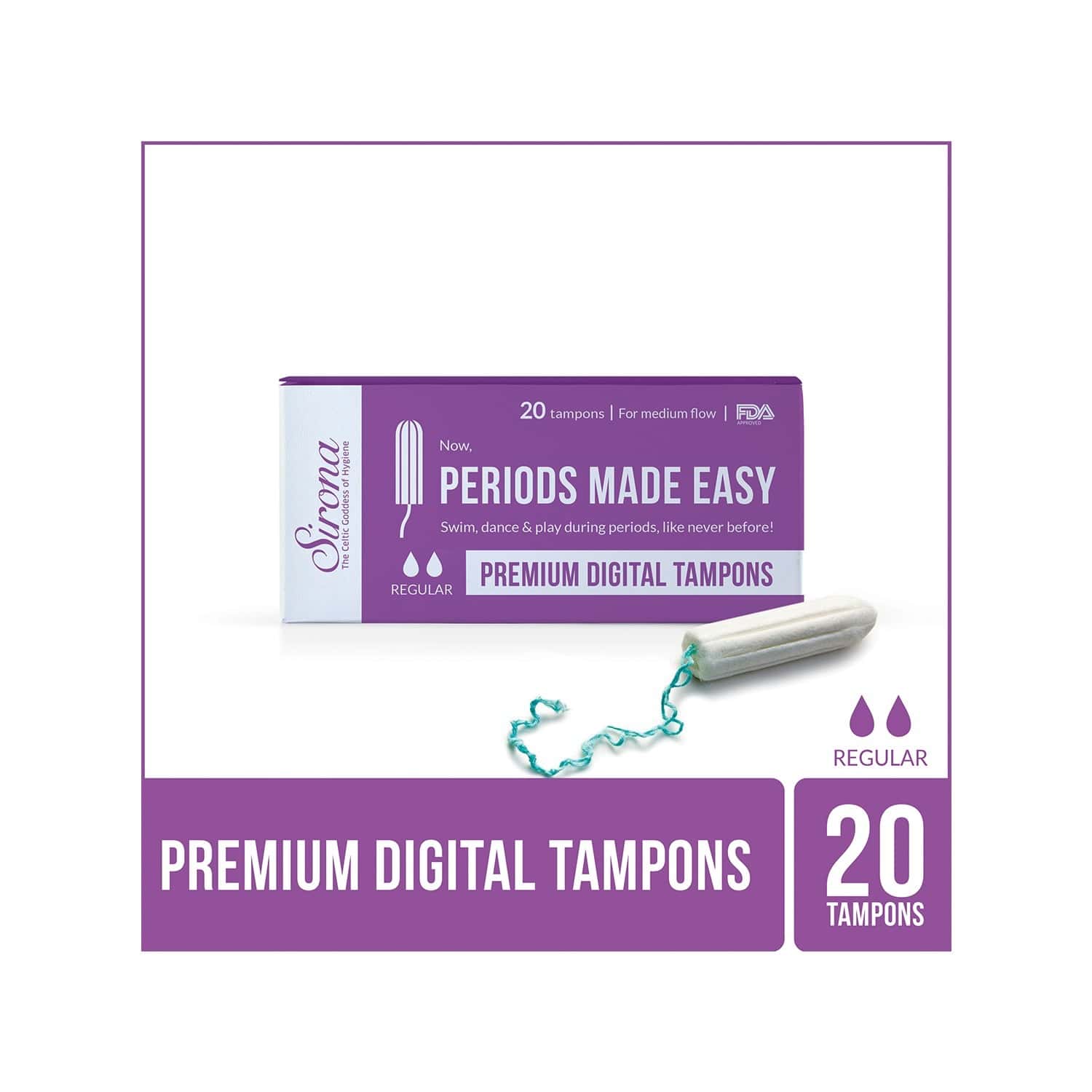 Buy SIRONA FDA APPROVED PREMIUM DIGITAL TAMPON (REGULAR FLOW) - 20 ...