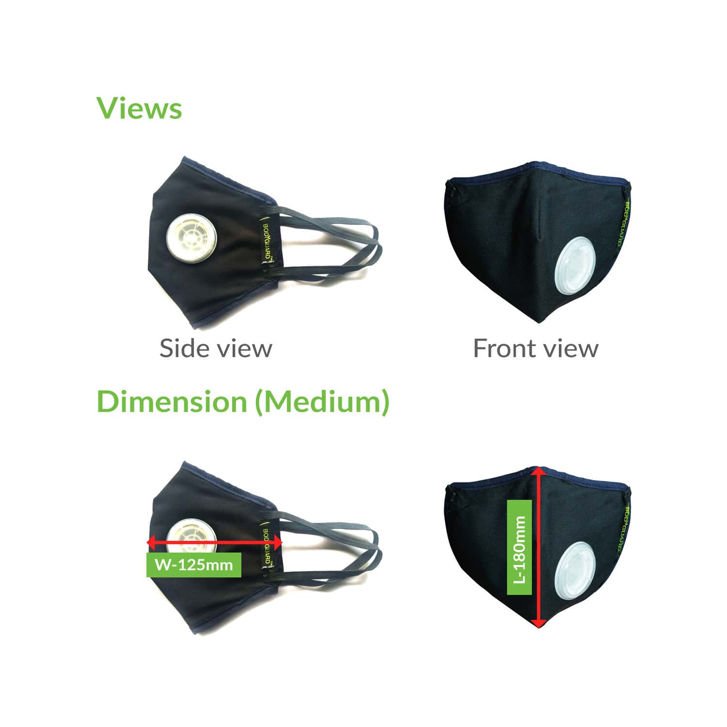 Buy Bodyguard Reusable Activated Carbon(Medium) N99 Mask Online at Flat ...