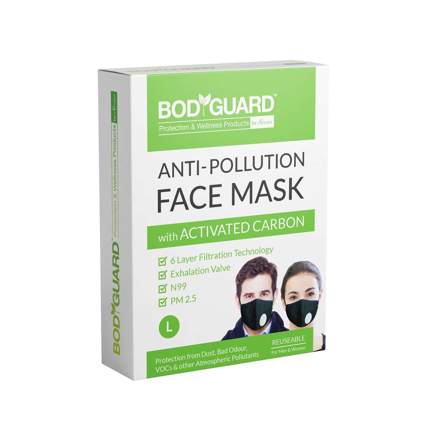 Buy Bodyguard Reusable Activated Carbon(Large) N99 Mask Online at Flat ...