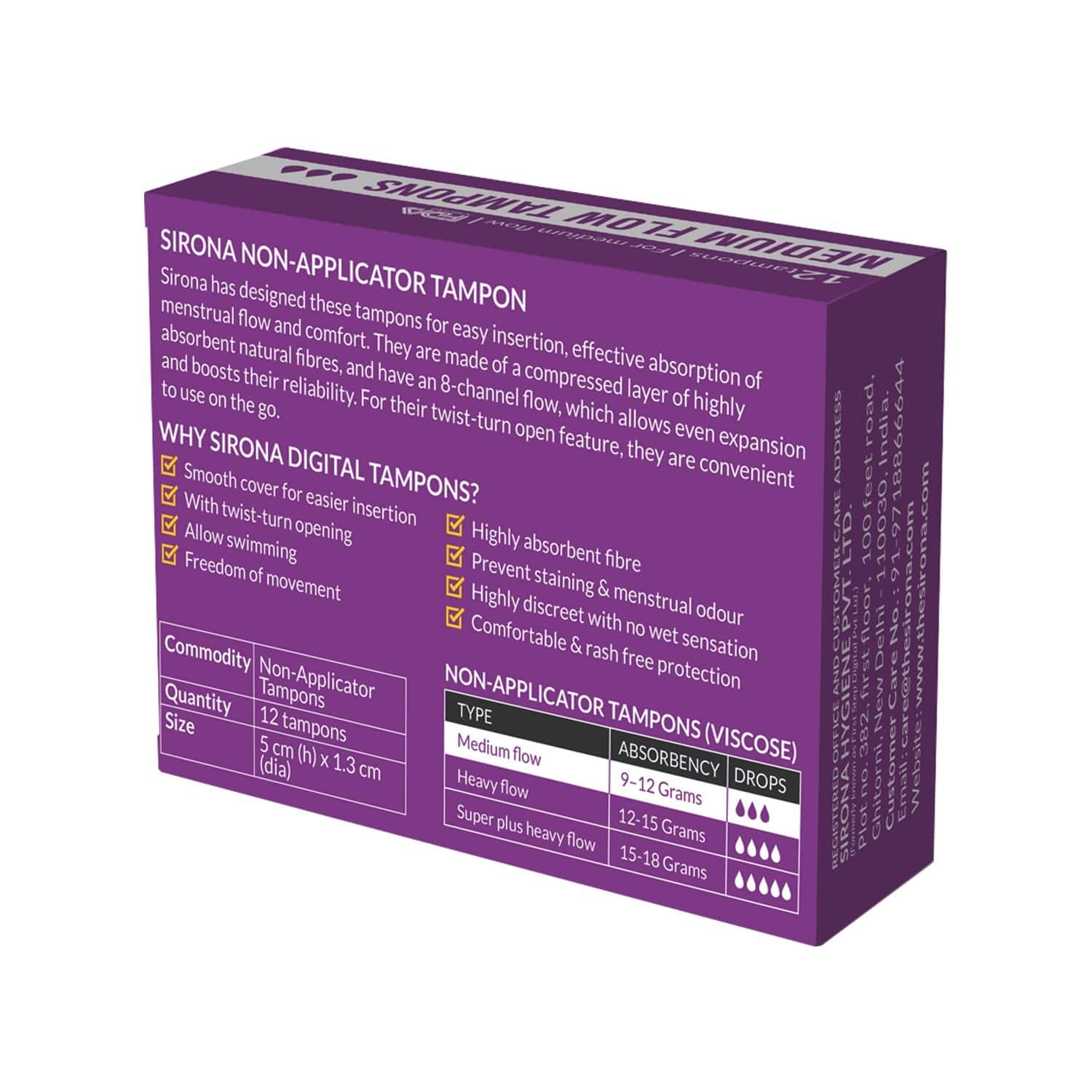 Buy Sirona Premium Digital Tampon (Medium Flow)Packet Of 12 Online ...