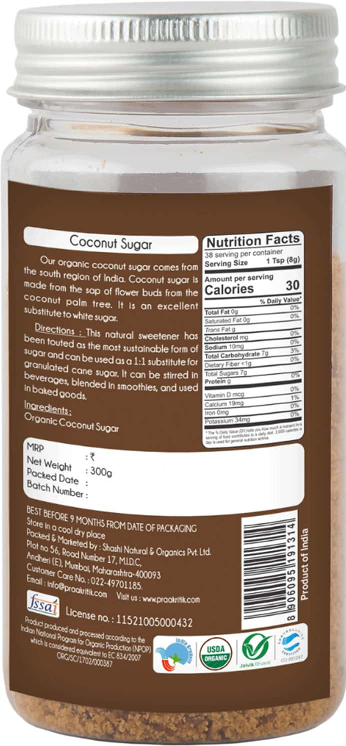 Buy PRAAKRITIK ORGANIC COCONUT SUGAR 300 G Online & Get Upto 60% OFF at PharmEasy