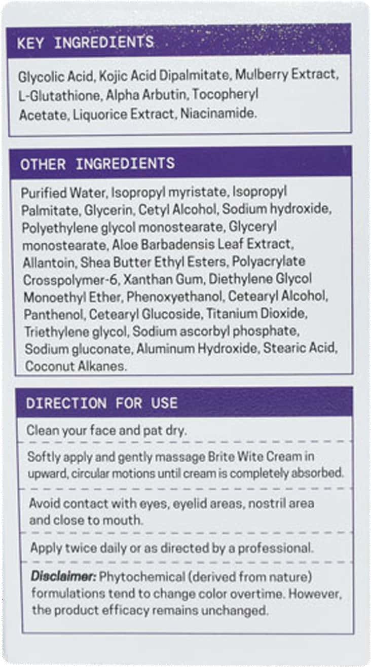 Buy BRITE WITE CREAM 30 G Online & Get Upto 60% OFF at PharmEasy