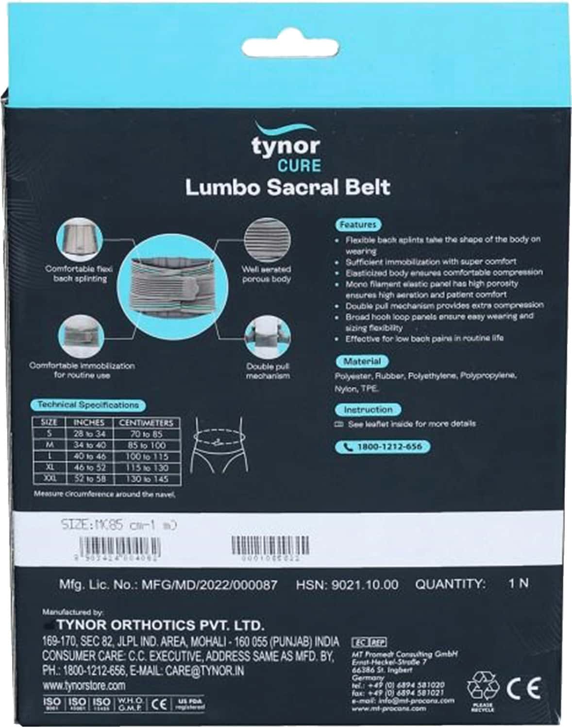 Buy TYNOR CURE LUMBO SACRAL BELT MEDIUM (85-100CM) 1N Online & Get Upto ...