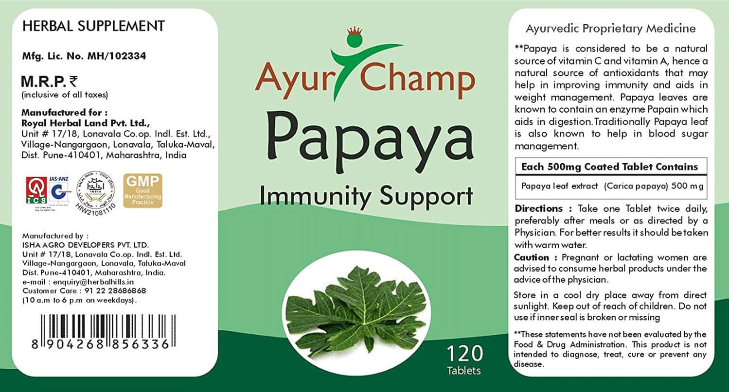Buy AYUR CHAMP PAPAYA 120 TABLETS PACK OF 4 Online & Get Upto 60% OFF ...