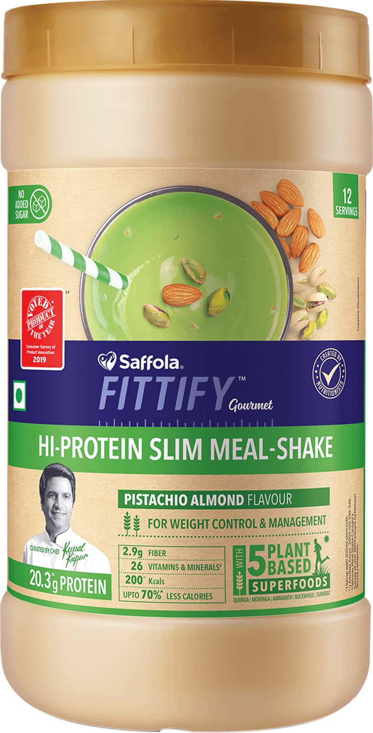 Buy SAFFOLA FITTIFY HI PROTEIN SLIM MEAL-SHAKE PISTACHIO ALMOND 420 GM ...