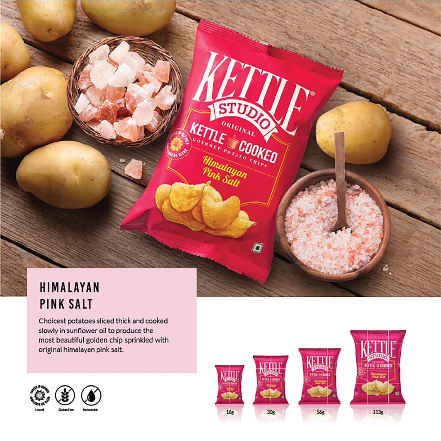 Buy KETTLE STUDIO |POTATO CHIPS | HIMALAYAN NAKED SEA SALT |113G |PACK ...
