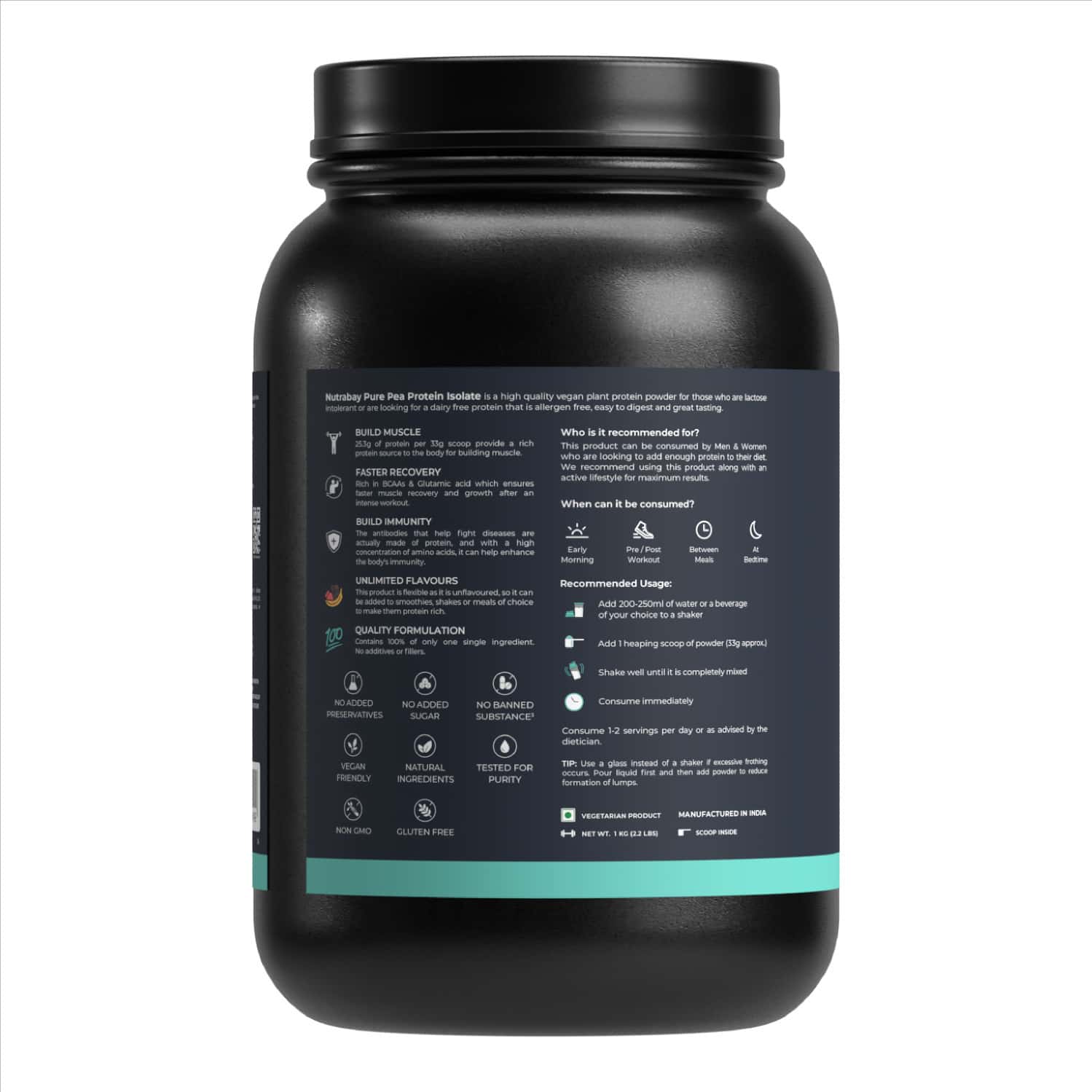 Buy NUTRABAY PURE 100% PEA PROTEIN ISOLATE UNFLAVOURED - 1KG Online ...