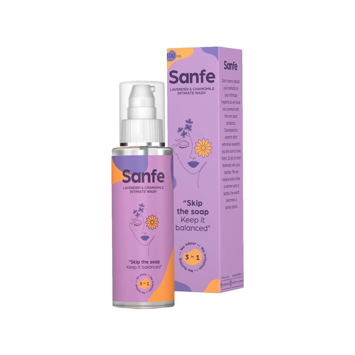 Buy SANFE NATURAL INTIMATE WASH 3 IN 1-NO ODOUR,ITCHING,IRRITATION ...