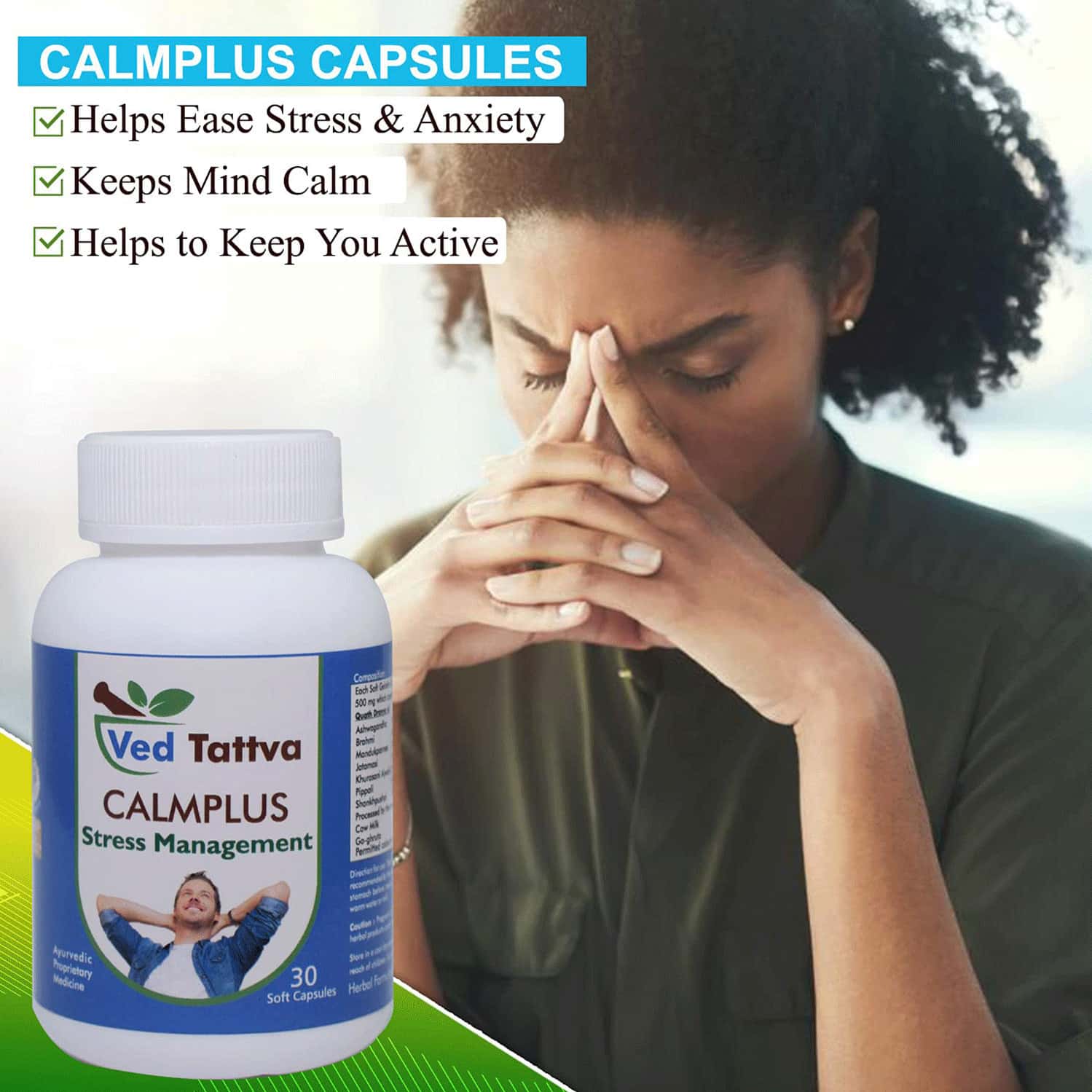 Buy VED TATTVA CALM PLUS 30 CAPSULES AYURVEDIC HERBAL FORMULATION FOR ...