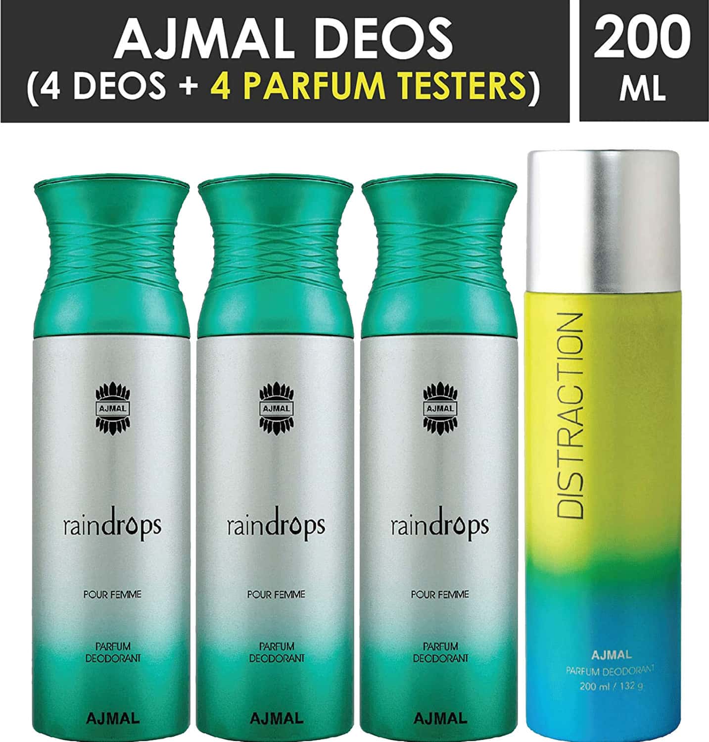 Buy AJMAL 3 RAINDROPS FEMME FOR WOMEN AND 1 DISTRACTION FOR UNISEX ...