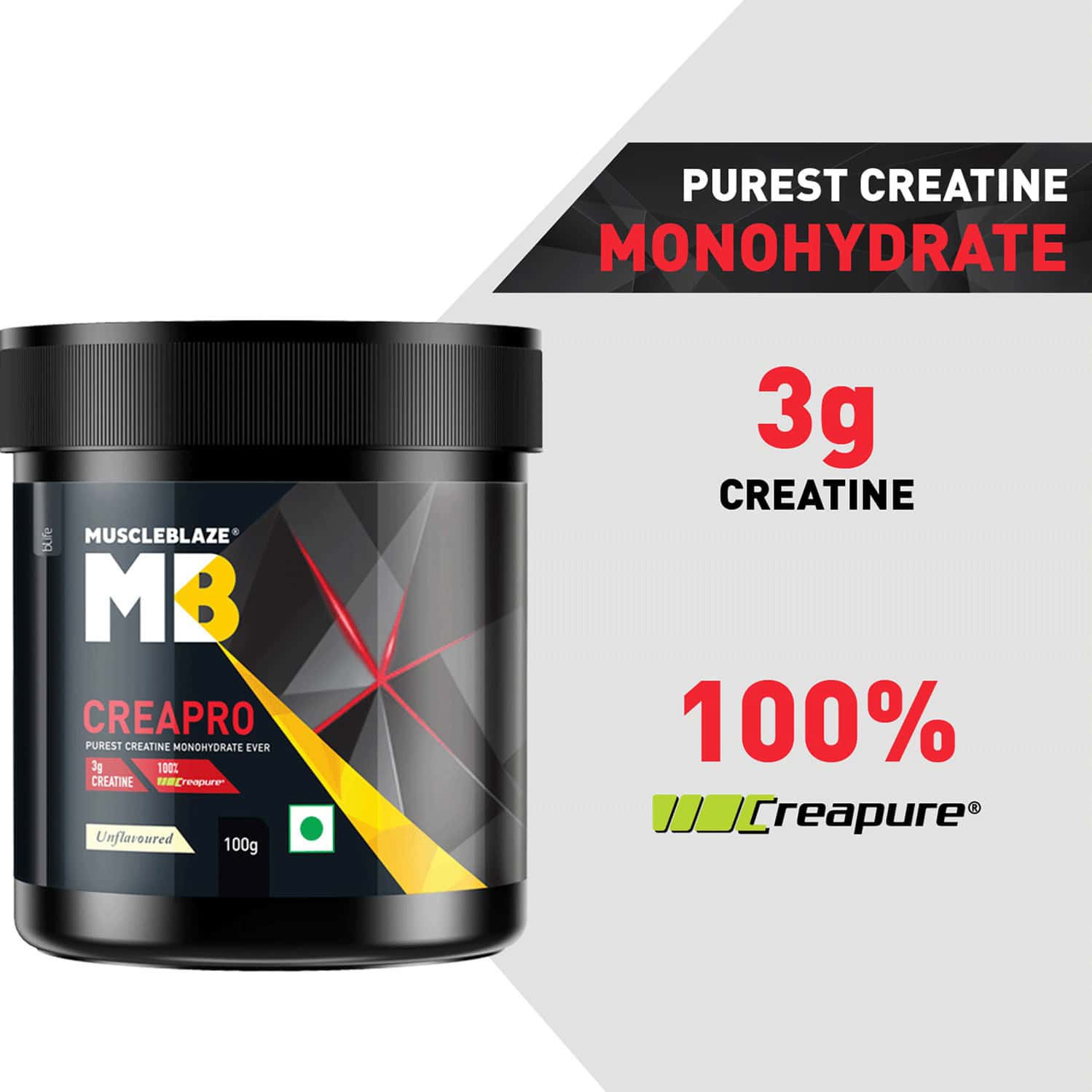 Buy MUSCLEBLAZE CREAPRO CREATINE WITH 100% CREAPURE 100G (UNFLAVOURED ...