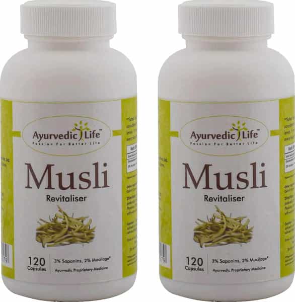 Buy AYURVEDIC LIFE SAFED MUSALI CAPSULE 120 COUNT PACK OF 2 NATURAL ...