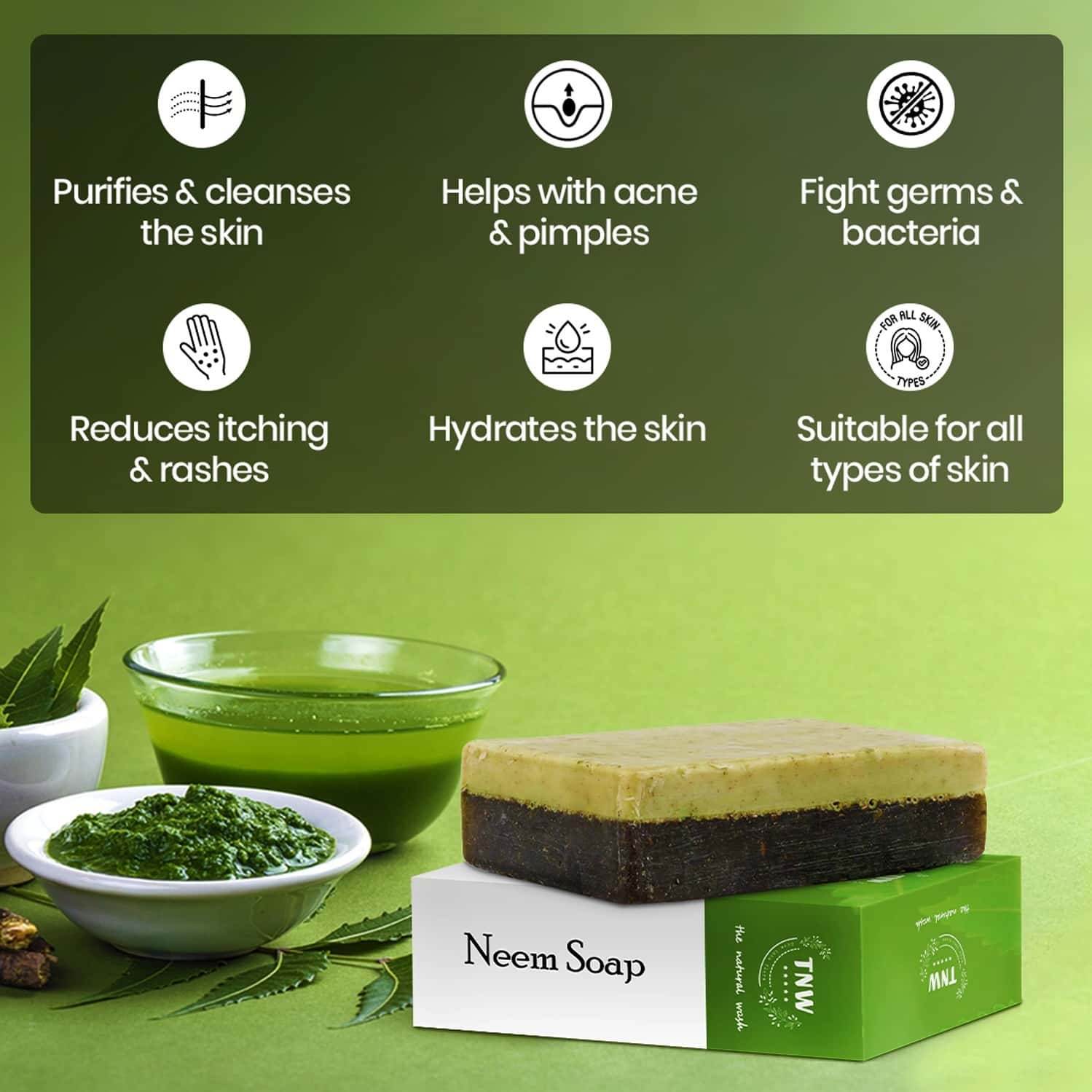 Buy TNW -THE NATURAL WASH HANDMADE PURIFYING NEEM SOAP FOR ACNE AND ...