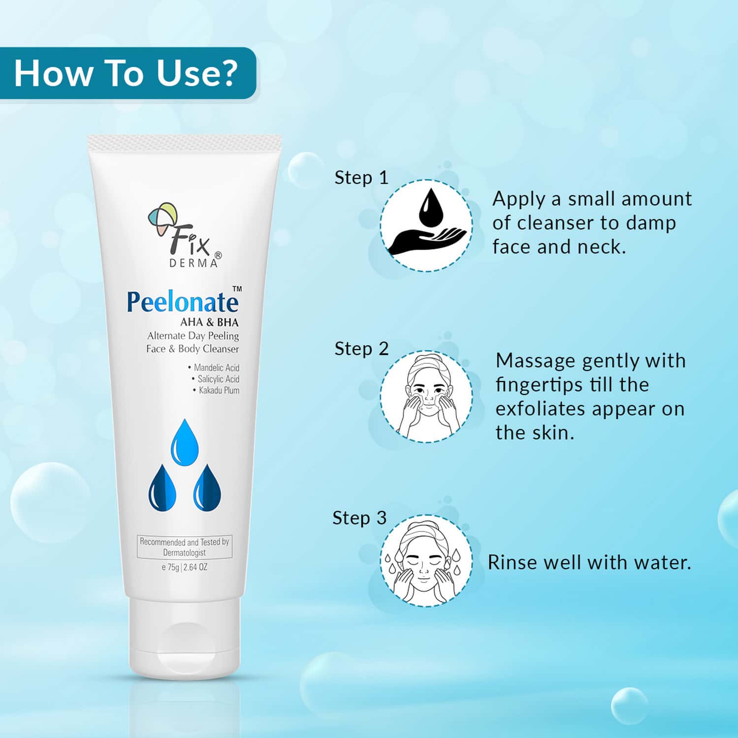 Buy FIXDERMA PEELONATE BHA FACE CLEANSER, EXFOLIATOR FACE PEELING ...