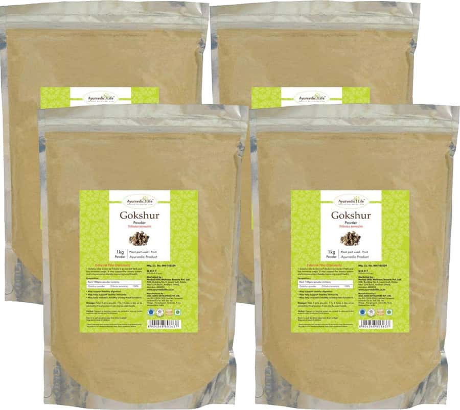 Buy NATURZ AYURVEDA GOKSHUR POWDER - 1 KG POWDER - PACK OF 4 Online ...