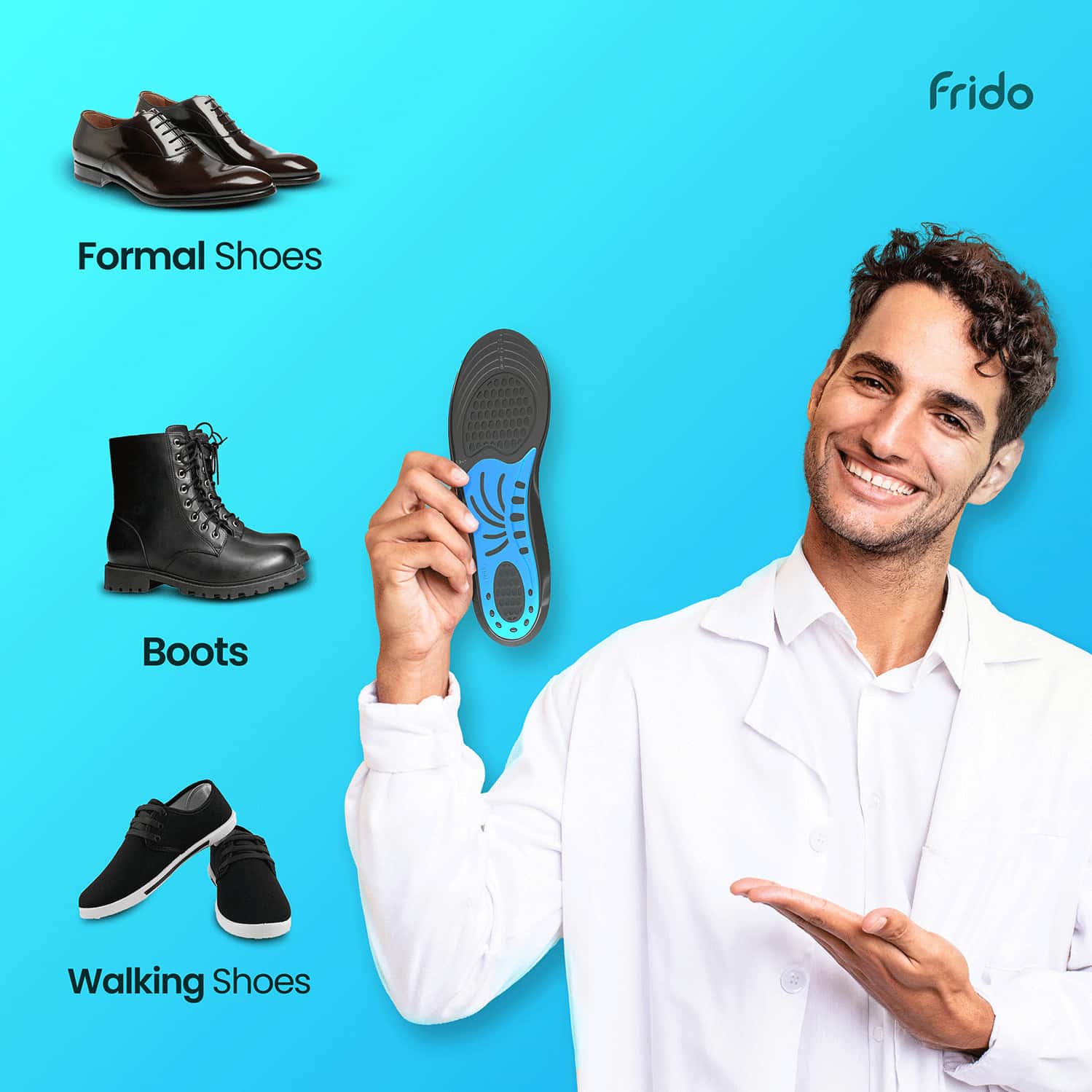 Buy FRIDO DUAL GEL INSOLES| UNISEX SHOE INSERTS FOR WORK AND CASUAL ...