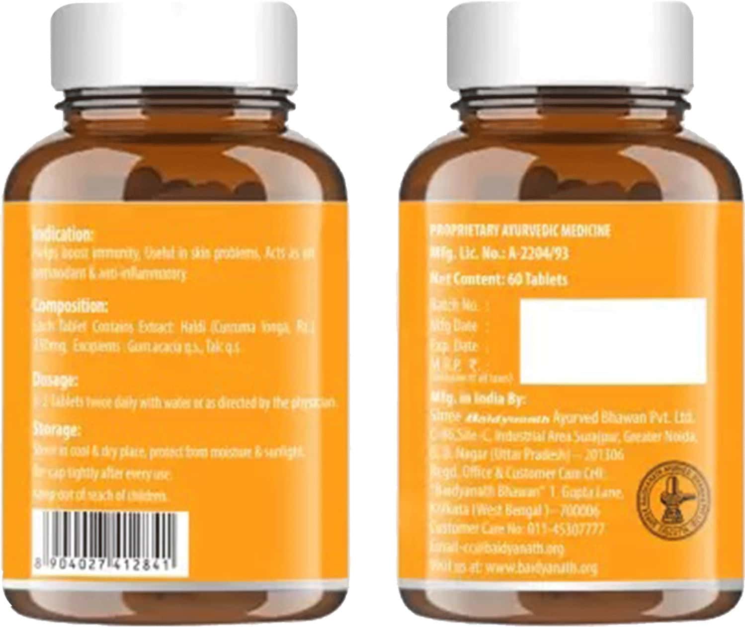 Buy BAIDYANATH HALDI (TURMERIC) TABLETS | NATURAL EXTRACT OF HALDI(PACK ...