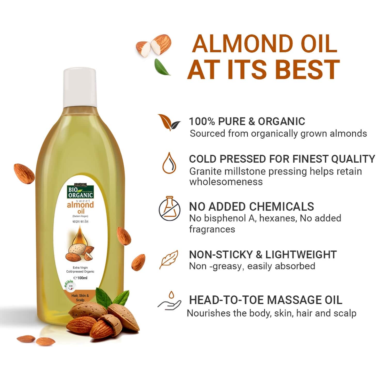 Buy INDUS VALLEY BIO ORGANIC ALMOND OIL-100ML Online & Get Upto 60% OFF ...