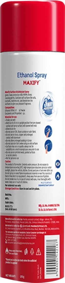Buy MAXIFY MULTI SURFACE DISINFECTANT SPRAY - 170 GM Online & Get Upto ...