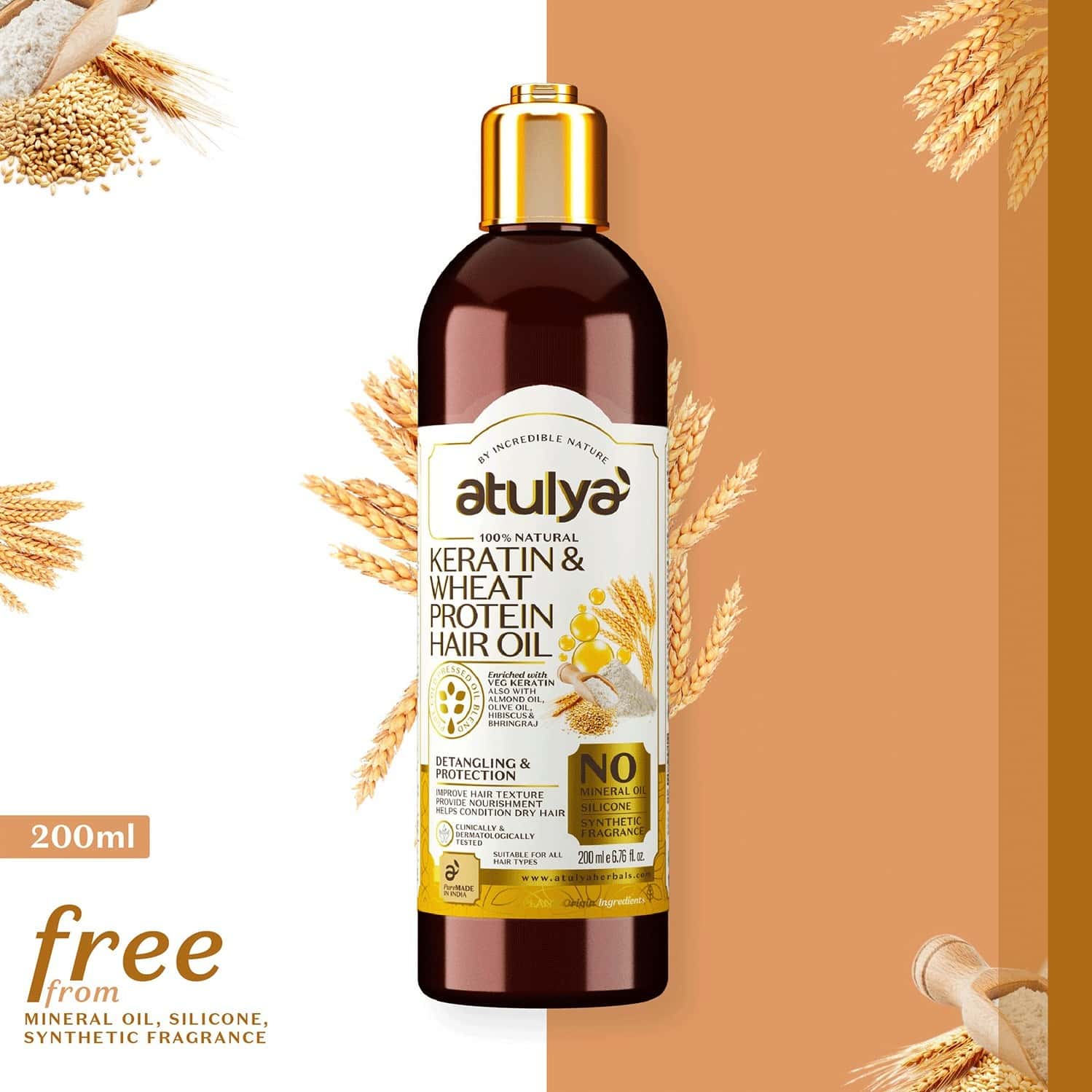 Buy ATULYA KERATIN & WHEAT PROTEIN HAIR OIL 200 ML Online & Get Upto 60 ...
