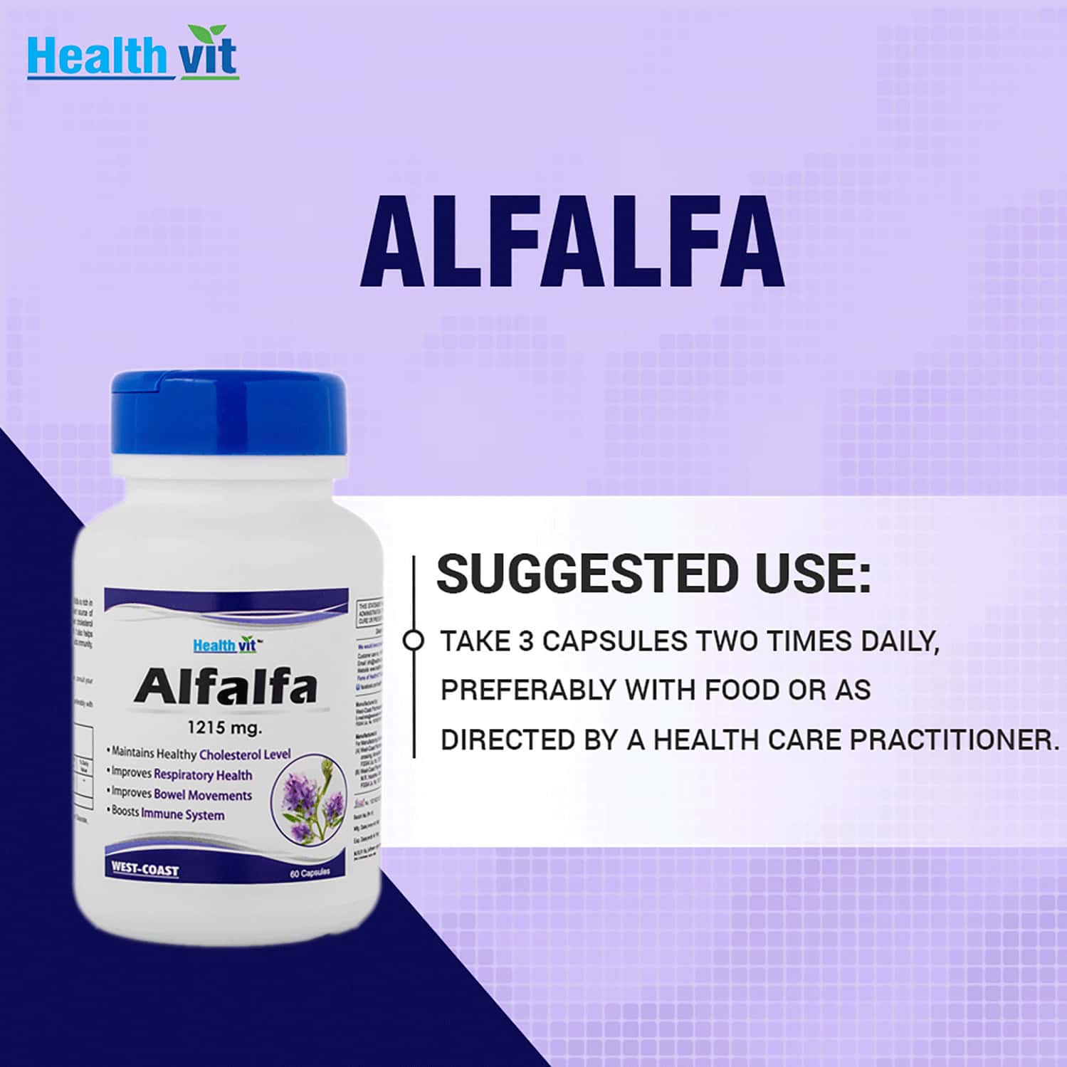 Buy HEALTHVIT ALFALFA 1215 MG 60 CAPSULES Online & Get Upto 60% OFF at ...