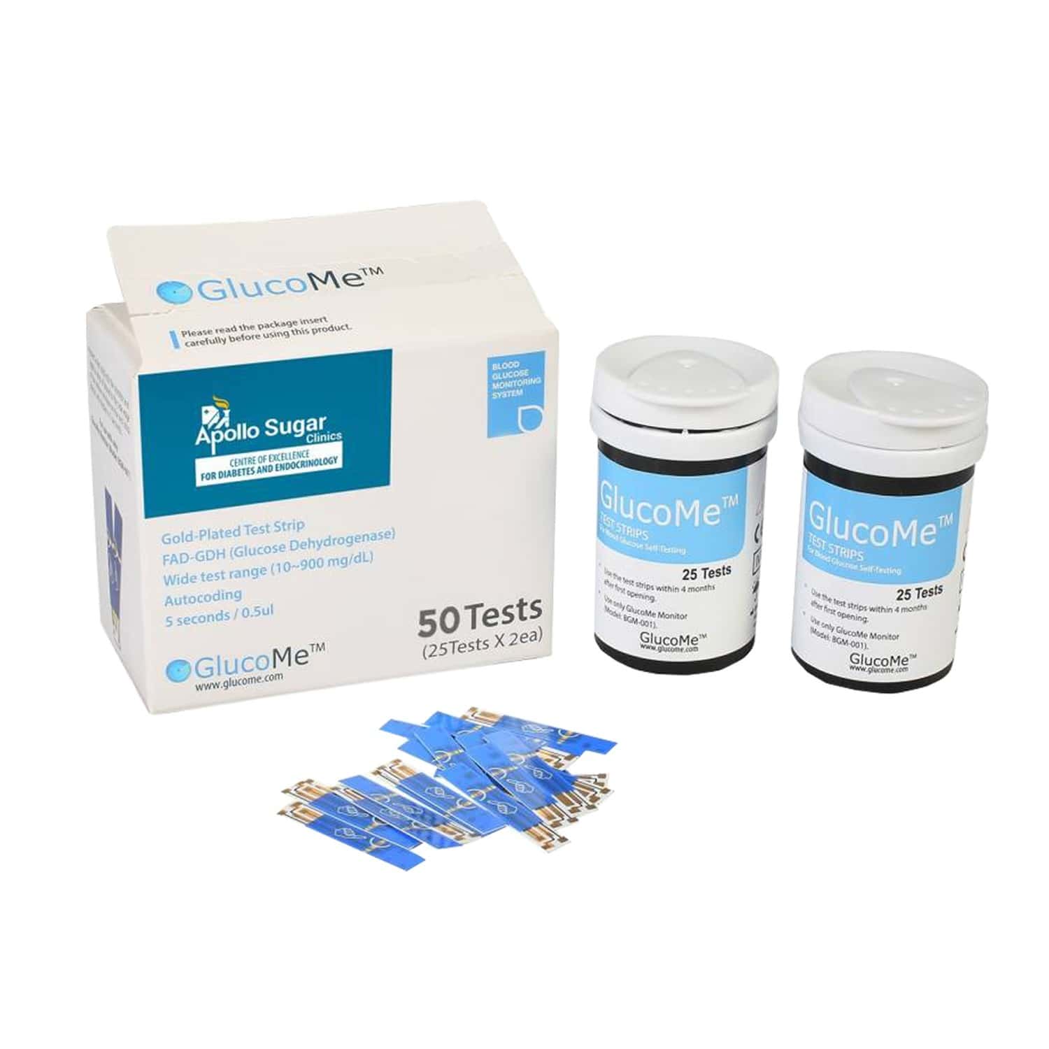 Buy APOLLO SUGAR GOLD PLATED GLUCOMETER TEST STRIPS BOX OF 50 Online ...