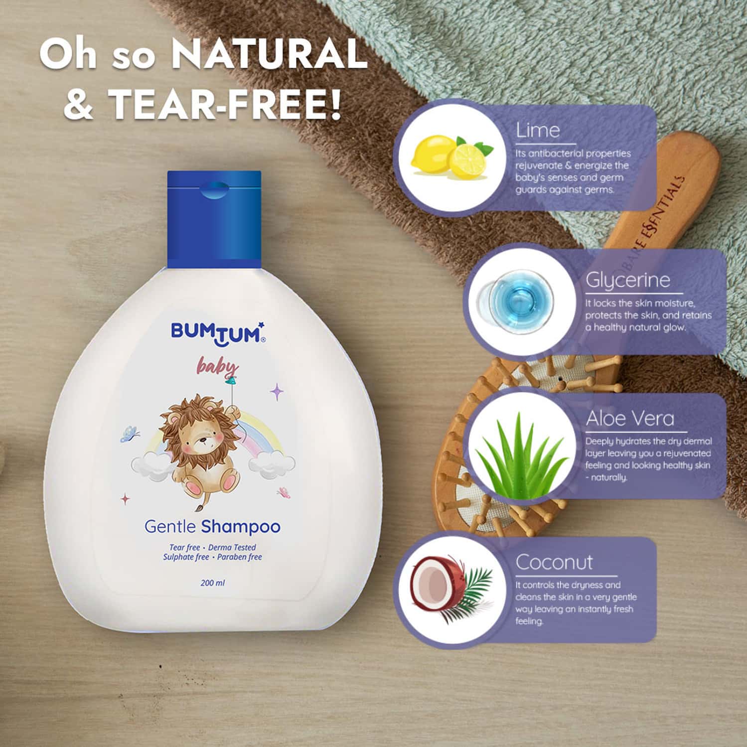 Buy BUMTUM GENTLE BABY SHAMPOO, NO TEARS, PARABEN & SULFATE FREE, DERMA ...