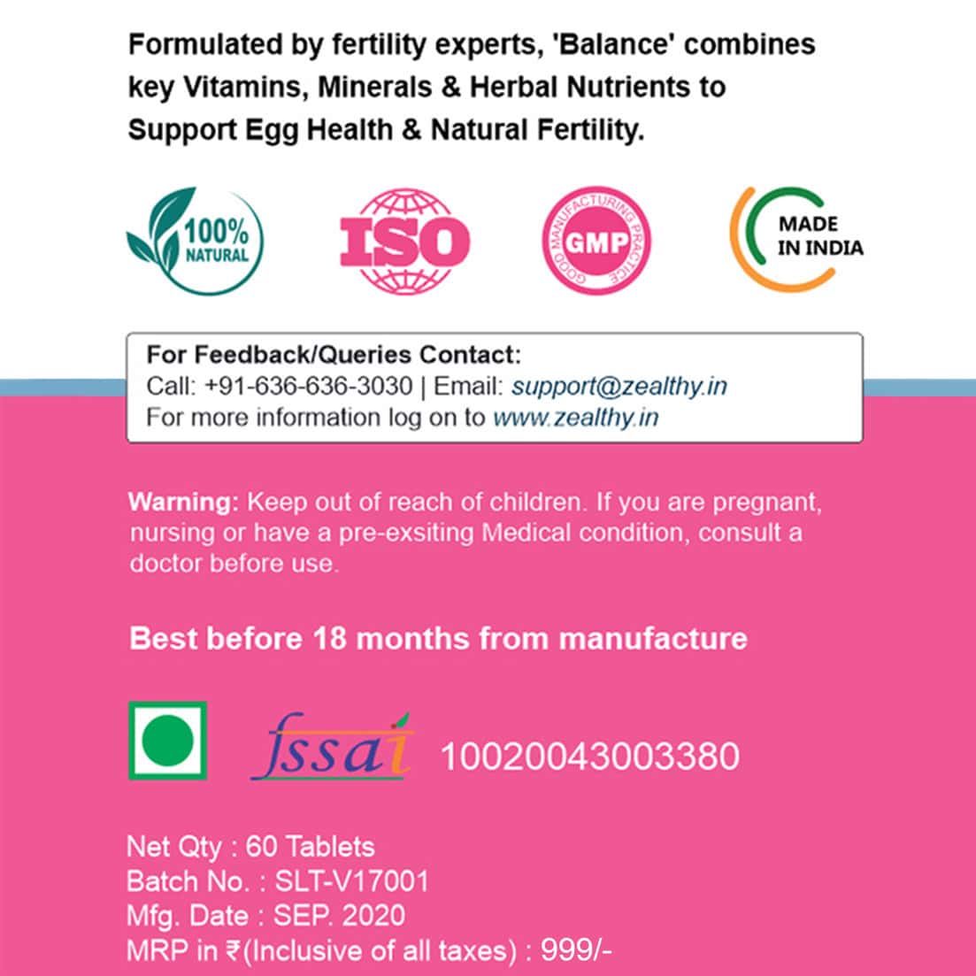 Buy ZEALTHY BALANCE FOR WOMEN - 60 TABLETS Online & Get Upto 60% OFF at ...