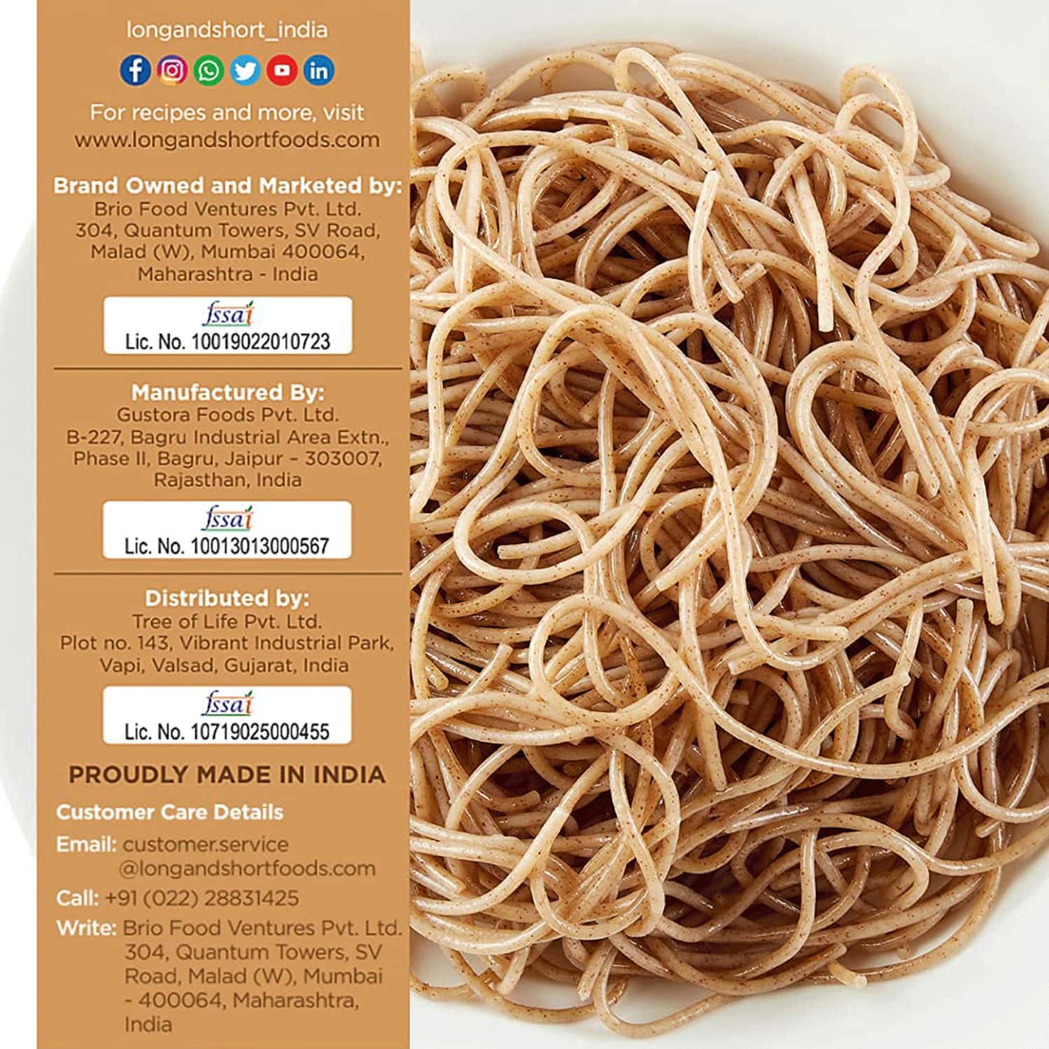 Buy LONG&SHORT HIGH FIBRE SPAGHETTI|MULTIGRAIN PASTA|PACK OF 2 (250GX2 ...