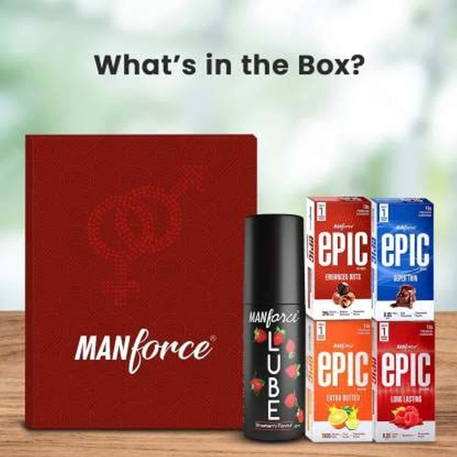 Buy MANFORCE EPIC LOVE REDBOX 4 EPIC CONDOMS + 1 LUBRICANT GEL | GIFT FOR ROMANTIC ONES(SET OF 5 ...