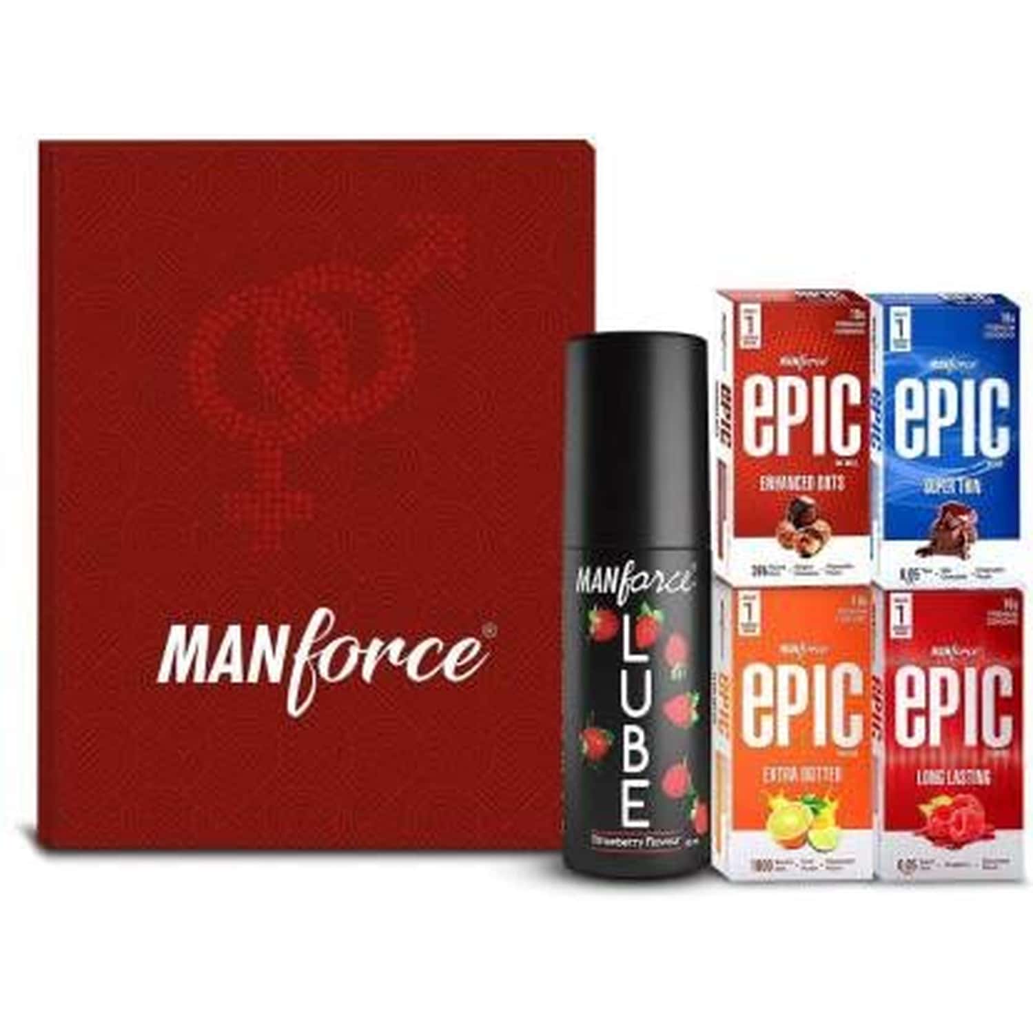 Buy MANFORCE EPIC LOVE REDBOX 4 EPIC CONDOMS + 1 LUBRICANT GEL | GIFT ...