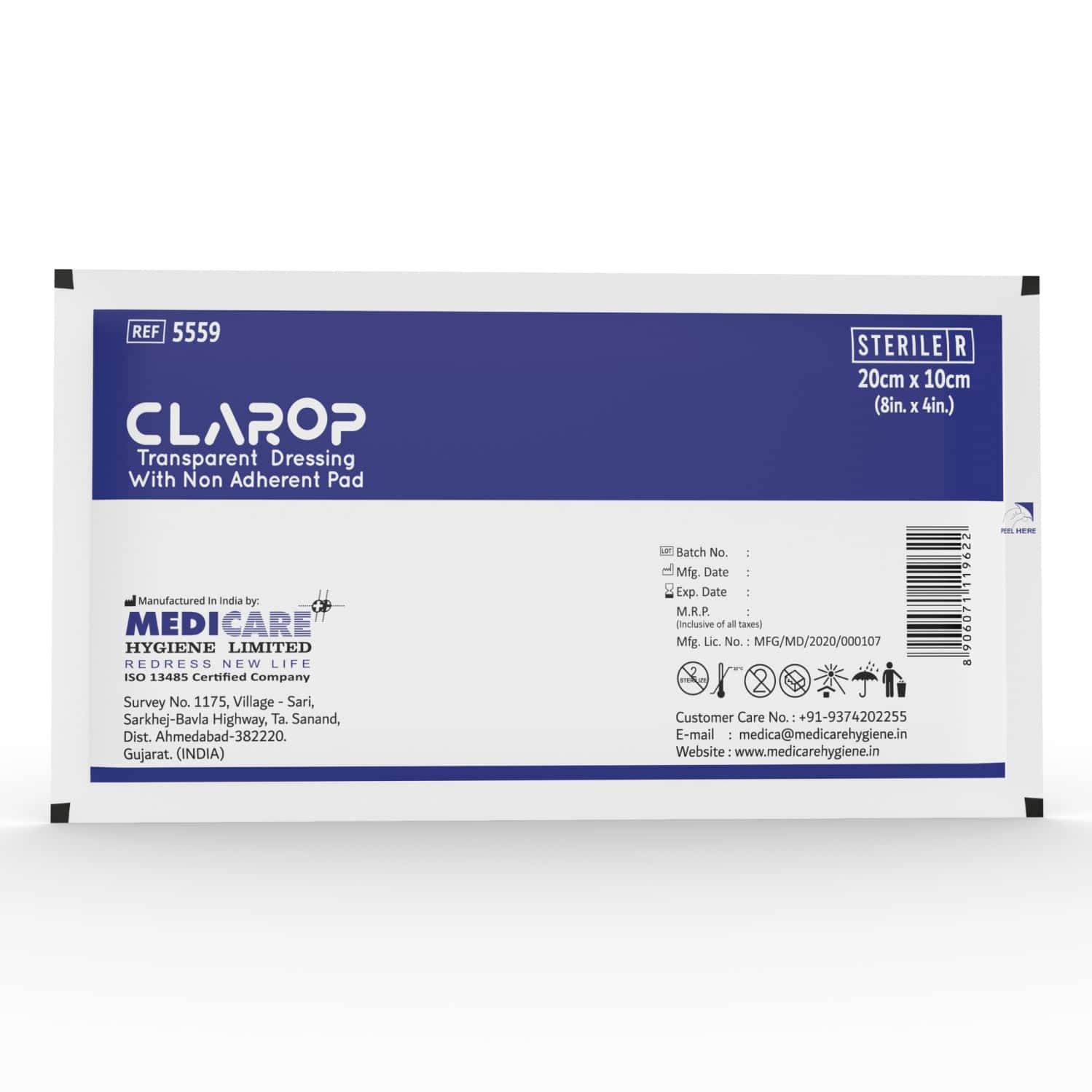 Buy MEDICA CLAROP TRANSPARENT DRESSING WITH NON ADHERENT PAD 10CM X ...