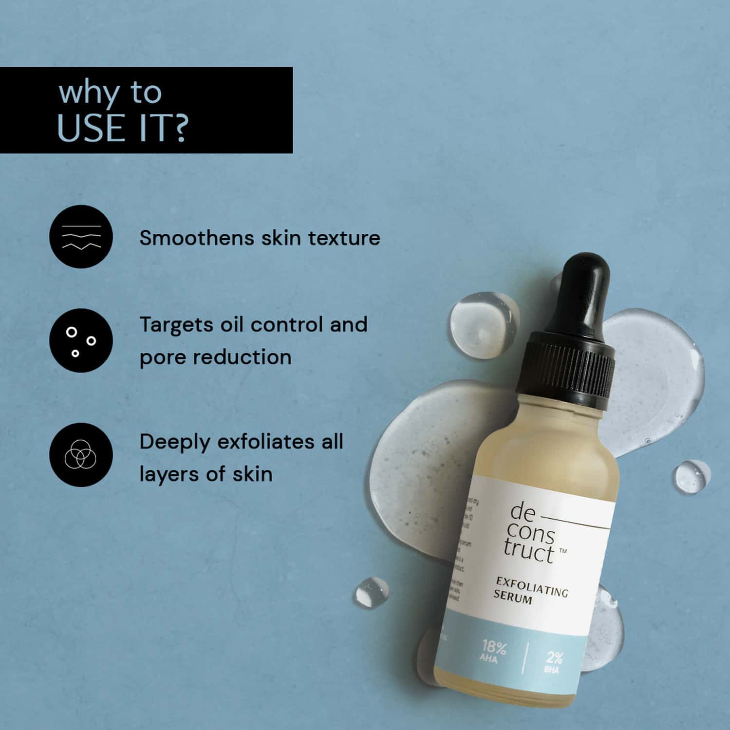 Buy DECONSTRUCT EXFOLIATING SERUM - 18% AHA + 2% BHA - 30ML Online ...