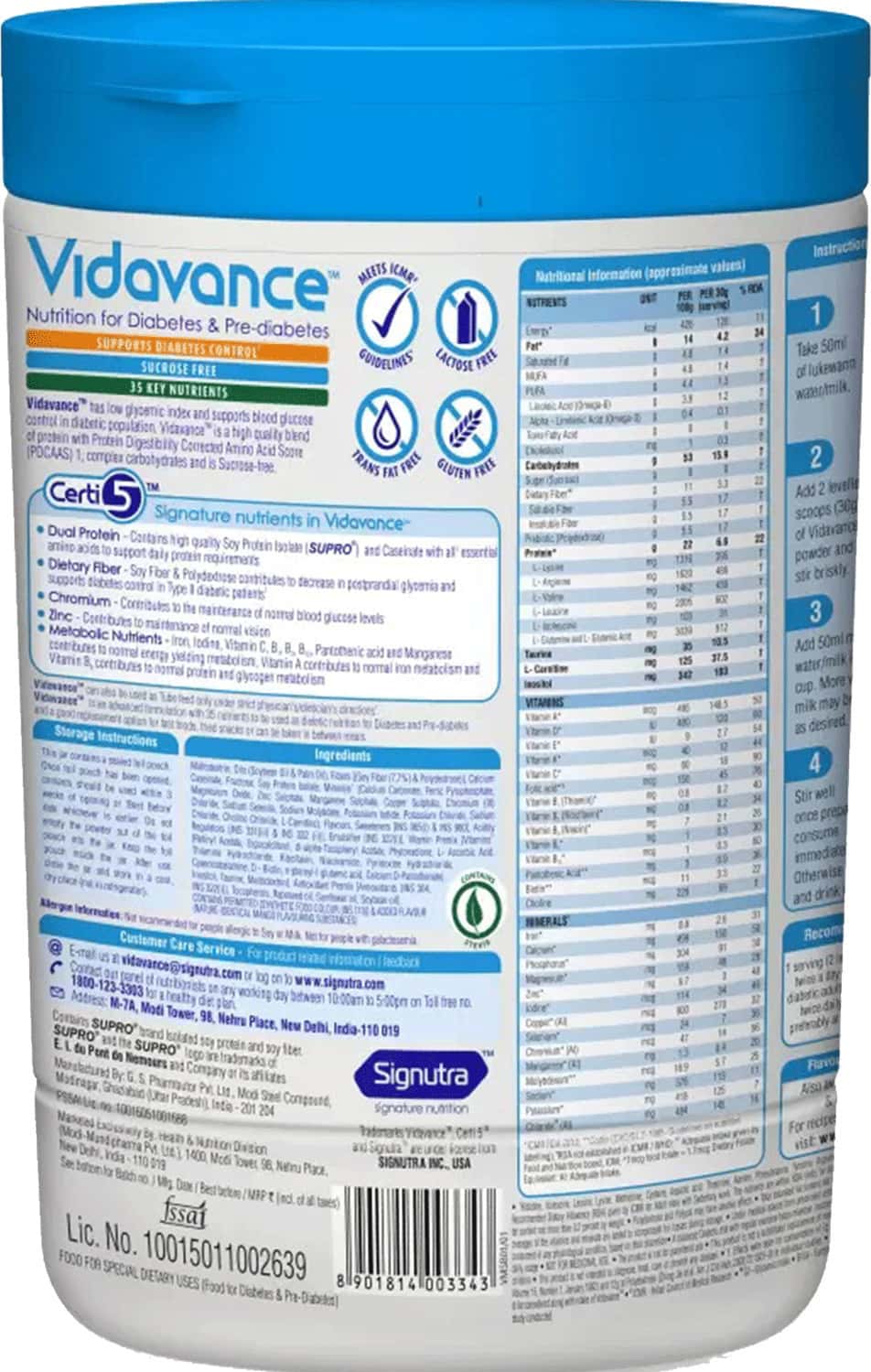 Buy VIDAVANCE ADVANCED NUTRITION FOR DIABETES AND PRE-DIABETES - 400G ...