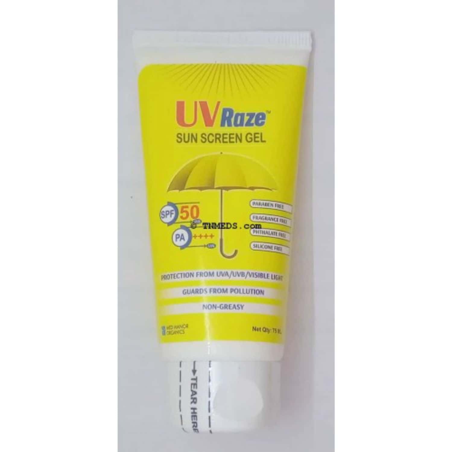 Buy UV RAZE SUN SCREEN GEL SPF 50, PA++++, TUBE OF 75ML Online & Get ...