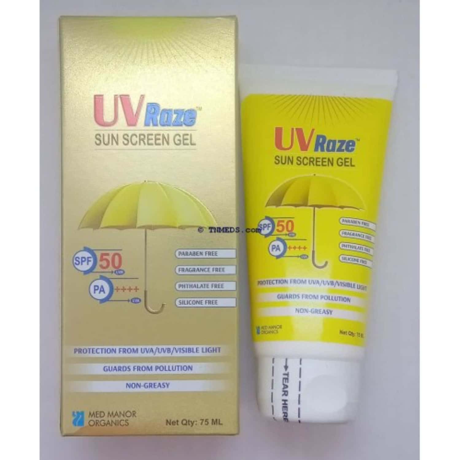 Buy UV RAZE SUN SCREEN GEL SPF 50, PA++++, TUBE OF 75ML Online & Get ...