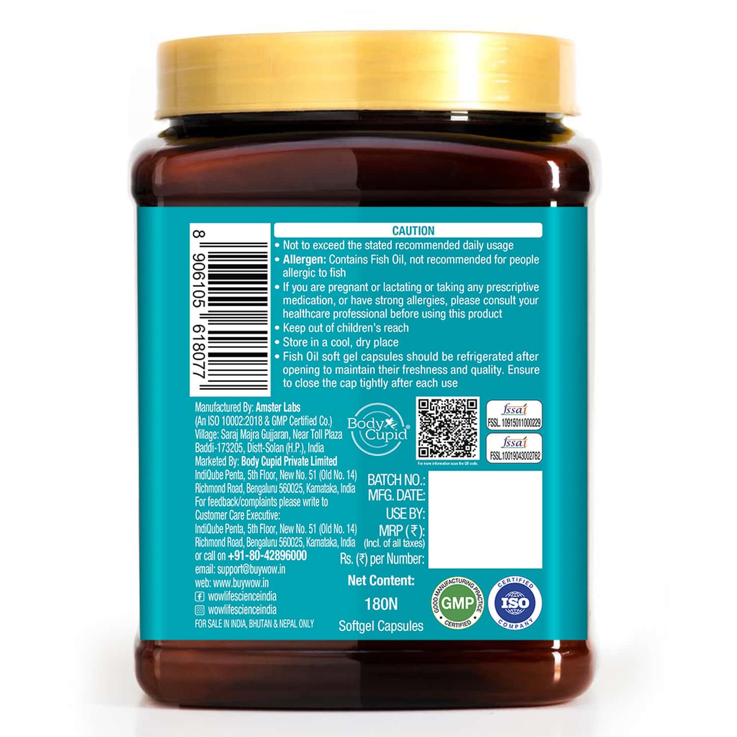 Buy WOW LIFE SCIENCE OMEGA-3 1500MG CAPSULES WITH FISH OIL - EPA 270 ...