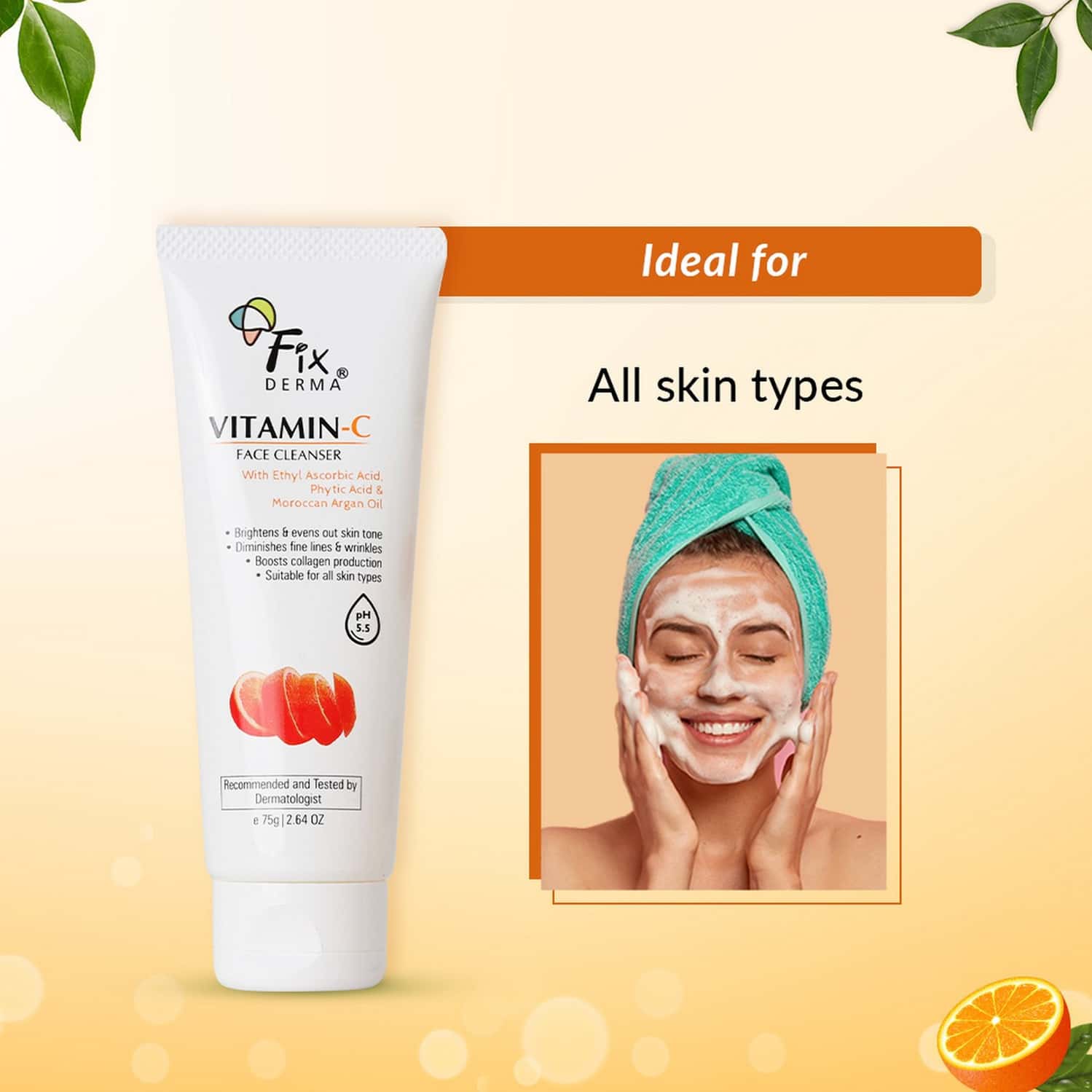 Buy FIXDERMA VITAMIN C FACE CLEANSER WITH ASCORBIC ACID - 75G Online ...