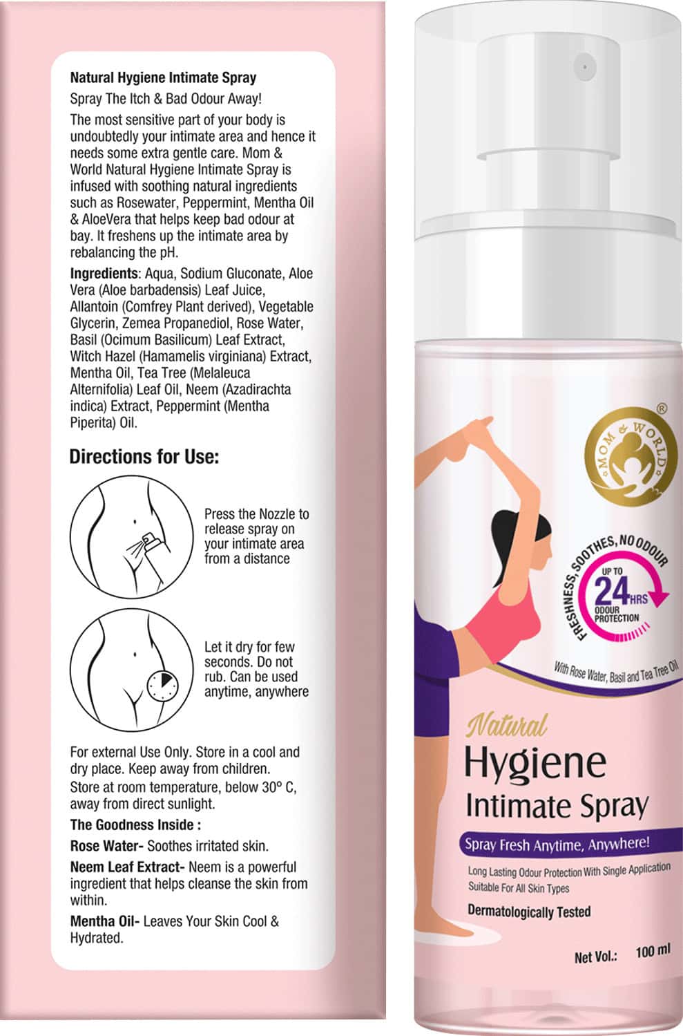 Buy MOM & WORLD NATUAL HYGIENE INTIMATE SPRAY DERMATOLOGICALLY UPTO 24 ...