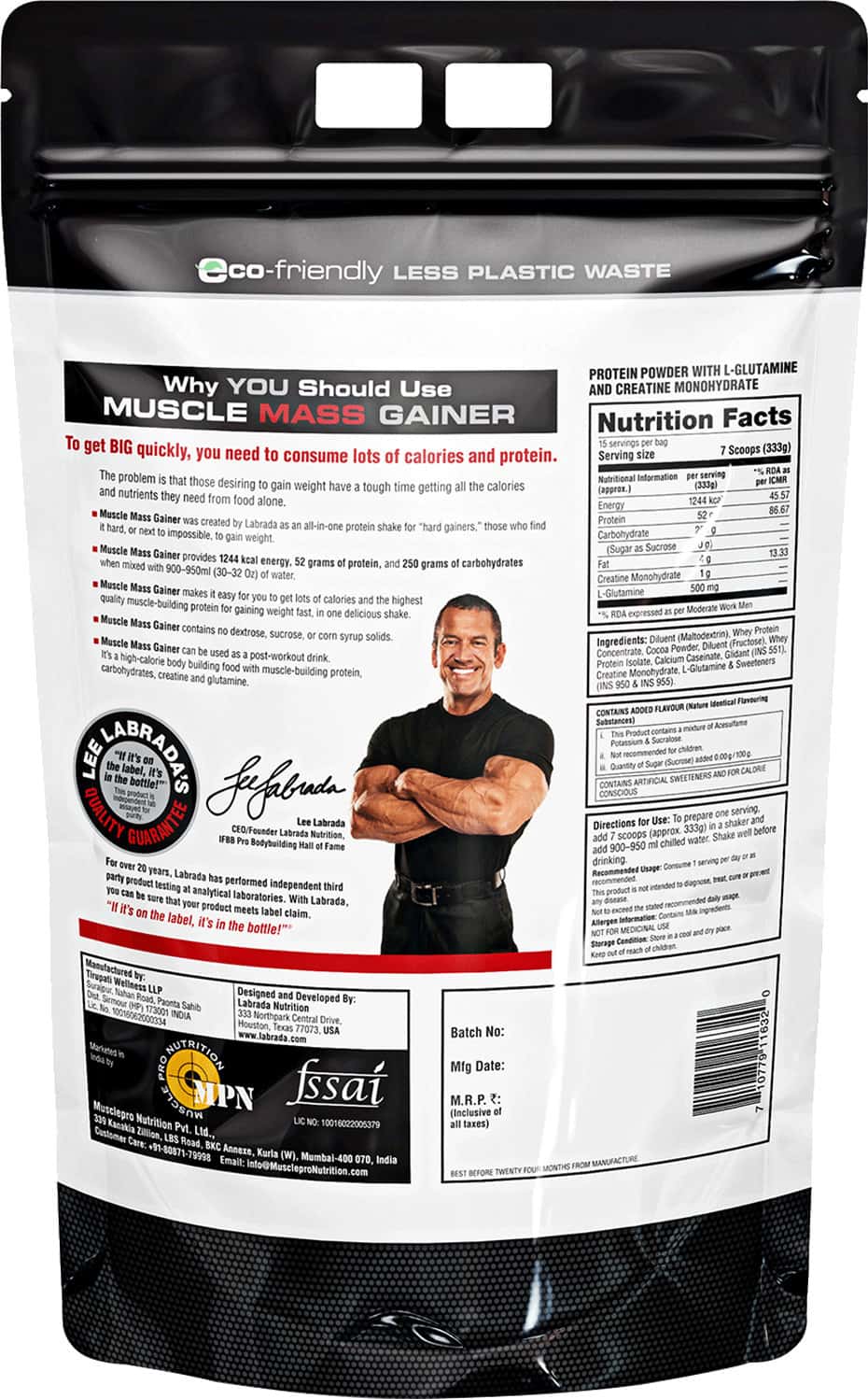 Buy LABRADA MUSCLE MASS GAINER - 11 LBS (5KG) (CHOCOLATE) Online & Get ...