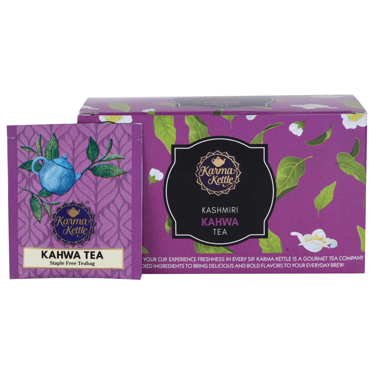 Buy KARMA KETTLE KASHMIRI KAHWA TEA, 25 STAPLE FREE TEABAGS Online ...