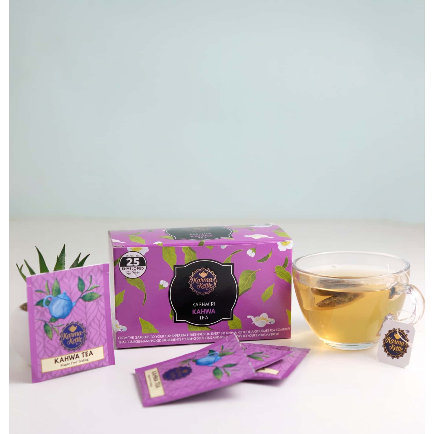 Buy KARMA KETTLE KASHMIRI KAHWA TEA, 25 STAPLE FREE TEABAGS Online ...