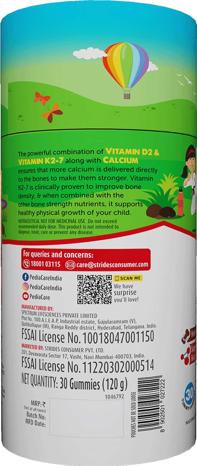 Buy PEDIACARE STRONG BONE 30 GUMMIES WITH CALCIUM VITAMIN D AND VITAMIN ...